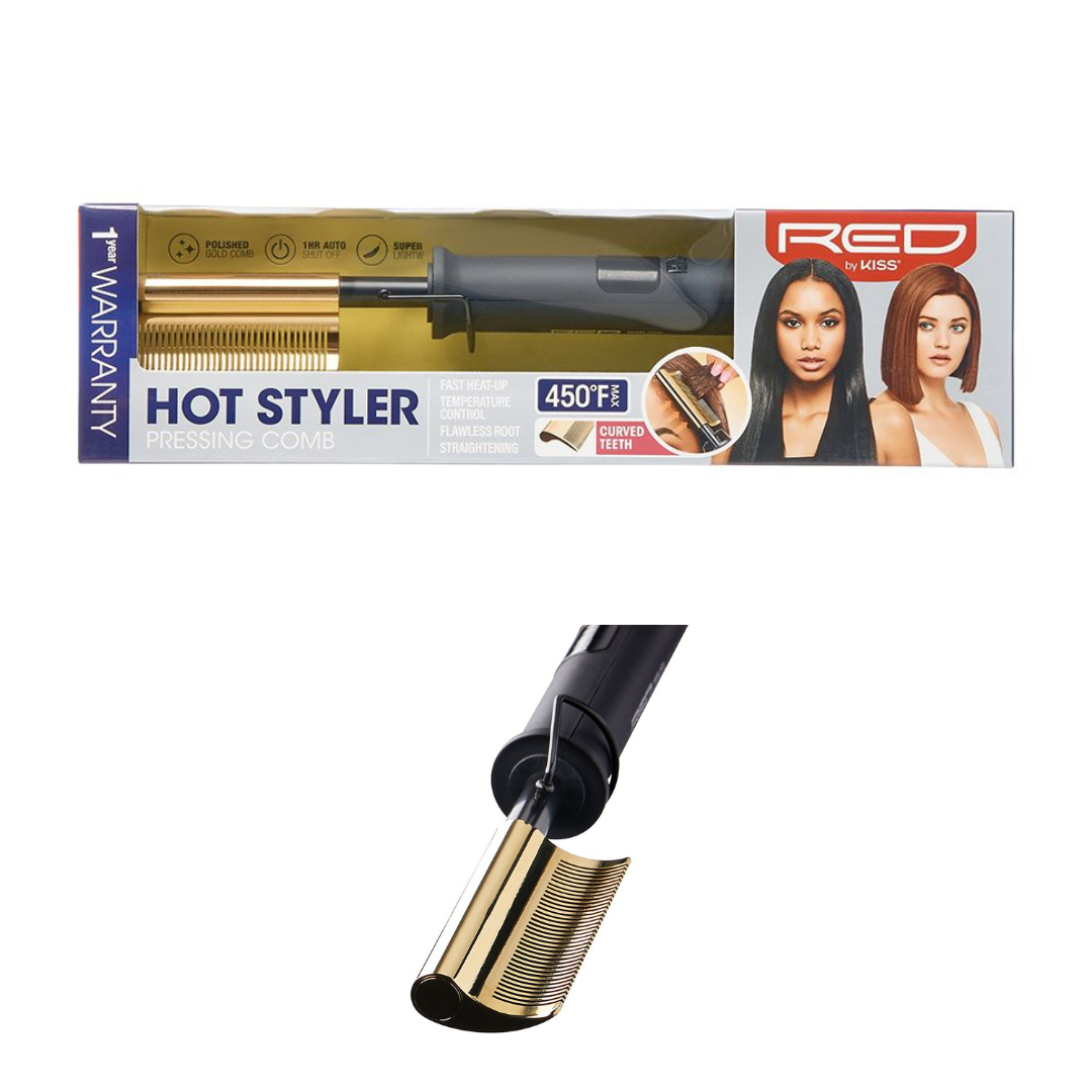RED CURVED HEAD HOT COMB – Orange Beauty